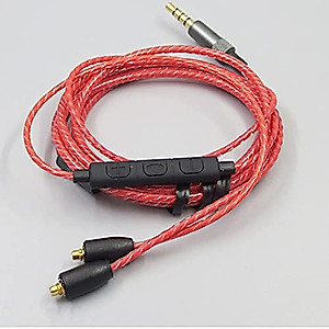 SE535 Cord with Microphone Compatible with SHURE SE215 SE846 SE425 SE535LTD-J SE315 YINYOO PRO H5 HQ5 Better Earphones (Red)