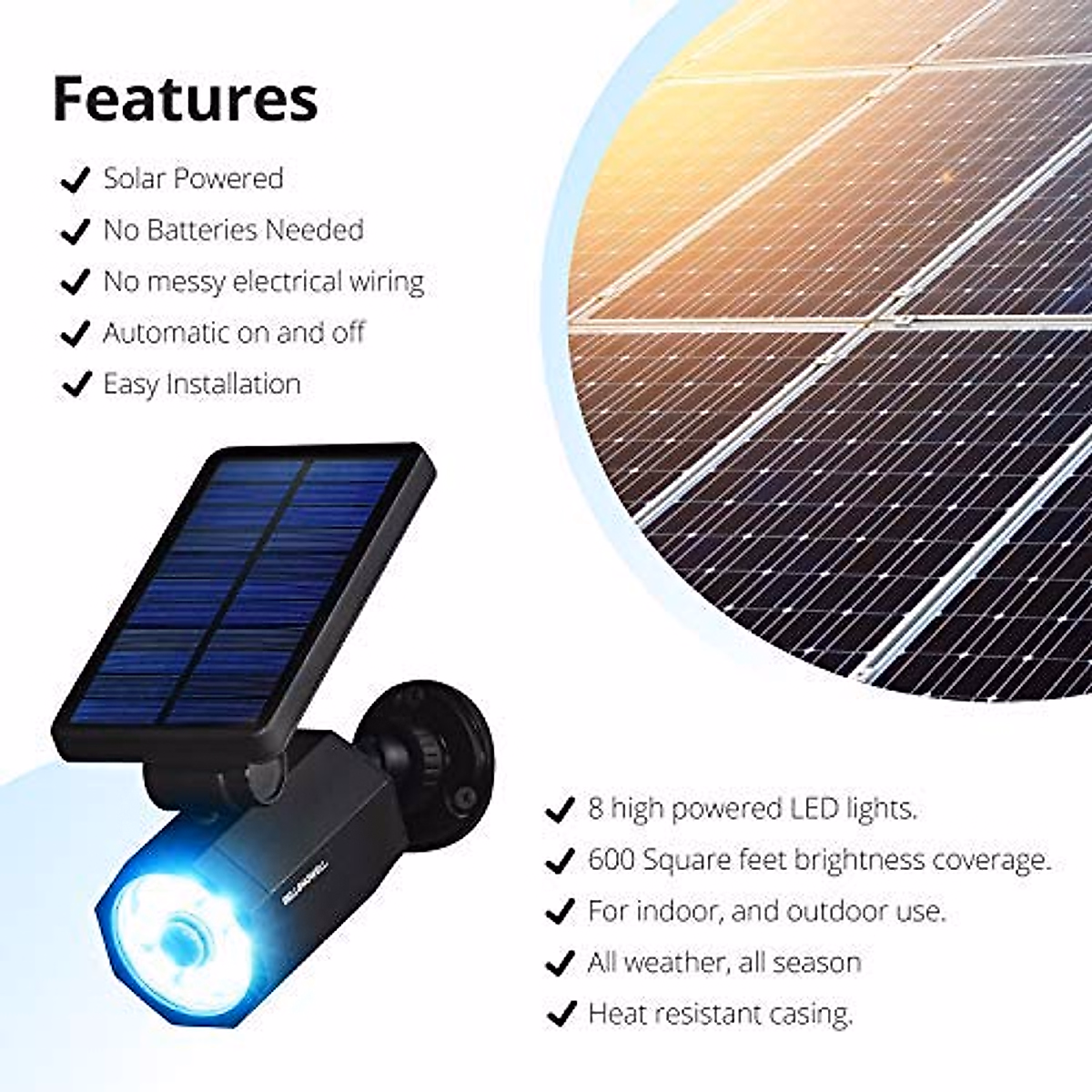 Bell+Howell Bionic Spotlight Deluxe LED Solar Lights, Outdoor with Motion Sensor 50% Brighter, 8 LED Bulbs Waterproof Landscape for Patio Yard Garden Outdoor Lighting As Seen On TV - Set of 4