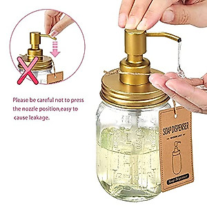 Amolliar 4PCS & 2pcs Gold Mason Jar Bathroom Accessories Set-3pcs Lotion Soap Dispenser & 2 pcs Cotton Swab Holder &1pcs Toothbrush Holder,Waterproof Stickers,Rustic Farmhouse Decor