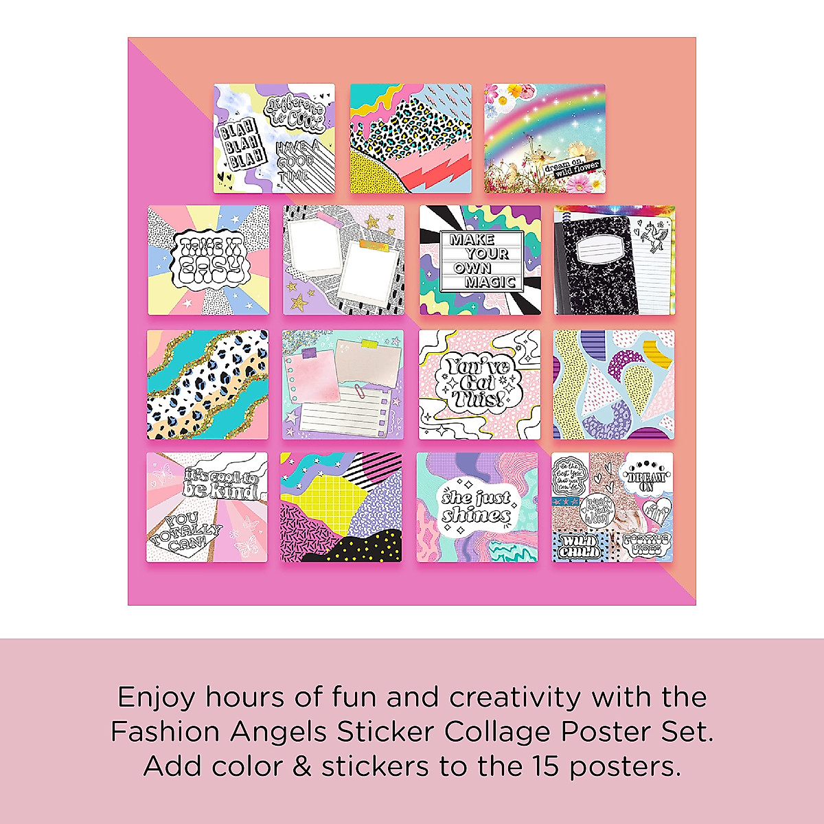 Fashion Angels Sticker Collage Poster Set (12704) Make 15 Posters, Includes 450+ Stickers, Make Great Wall Art, Recommended for Ages 8 and Up, multi