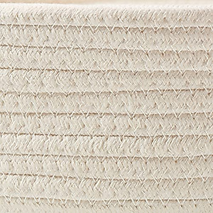 EZOWare Set of 5 Small Cotton Rope Storage Basket, Decorative Nesting Woven Round Organizer Bin with Handle for Kids Baby Closets, Room Decor, Dog Cat Toys, Towels, Gift Baskets Empty - Natural White