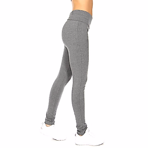 Mopas Yoga Capri with Fold Over Solid Waistband (Grey,Small)