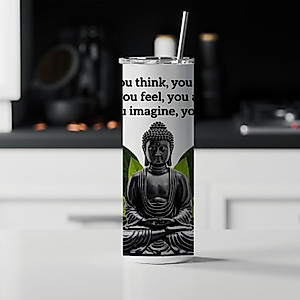 Tumbler with Lid and Straw Black Buddha (1) thermos coffee travel mugcute cups 20 oz insulated tumbler for Daily Holiday Decor Gift coffee cup