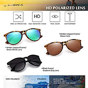 CHBP Sunglasses Womens Men Polarized UV Protection Trendy Vintage Retro Round Mirrored Lens Sunglasses For Women