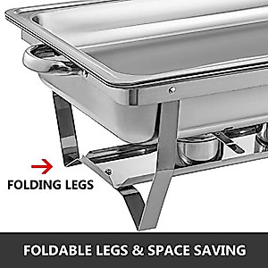 Mophorn Chafing Dish 4 Packs 8 Quart Stainless Steel Chafer Full Size Rectangular Chafers for Catering Buffet Warmer Set with Folding Frame