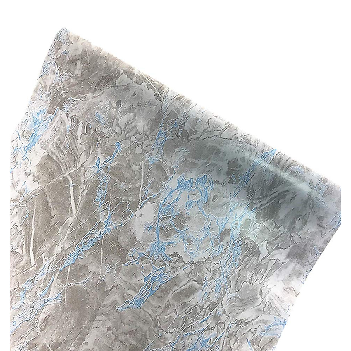 Taamall Simplemuji Gray Blue Marble Grain Granite Wooden Grain Effect Countertops Gloss Paper Vinyl Film 17.7inch by 98inch
