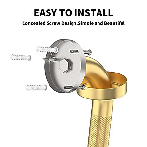 20 Inch Angled Grab Bar 4 Pack, YuanDe Brushed Gold Bathroom Grab Bar Handle w/Anti-Slip Knurled Grip, Stainless Steel Bath Balance Bar, 1.25" Tube Safety Hand Rail Support,Handicap Elderly Senior