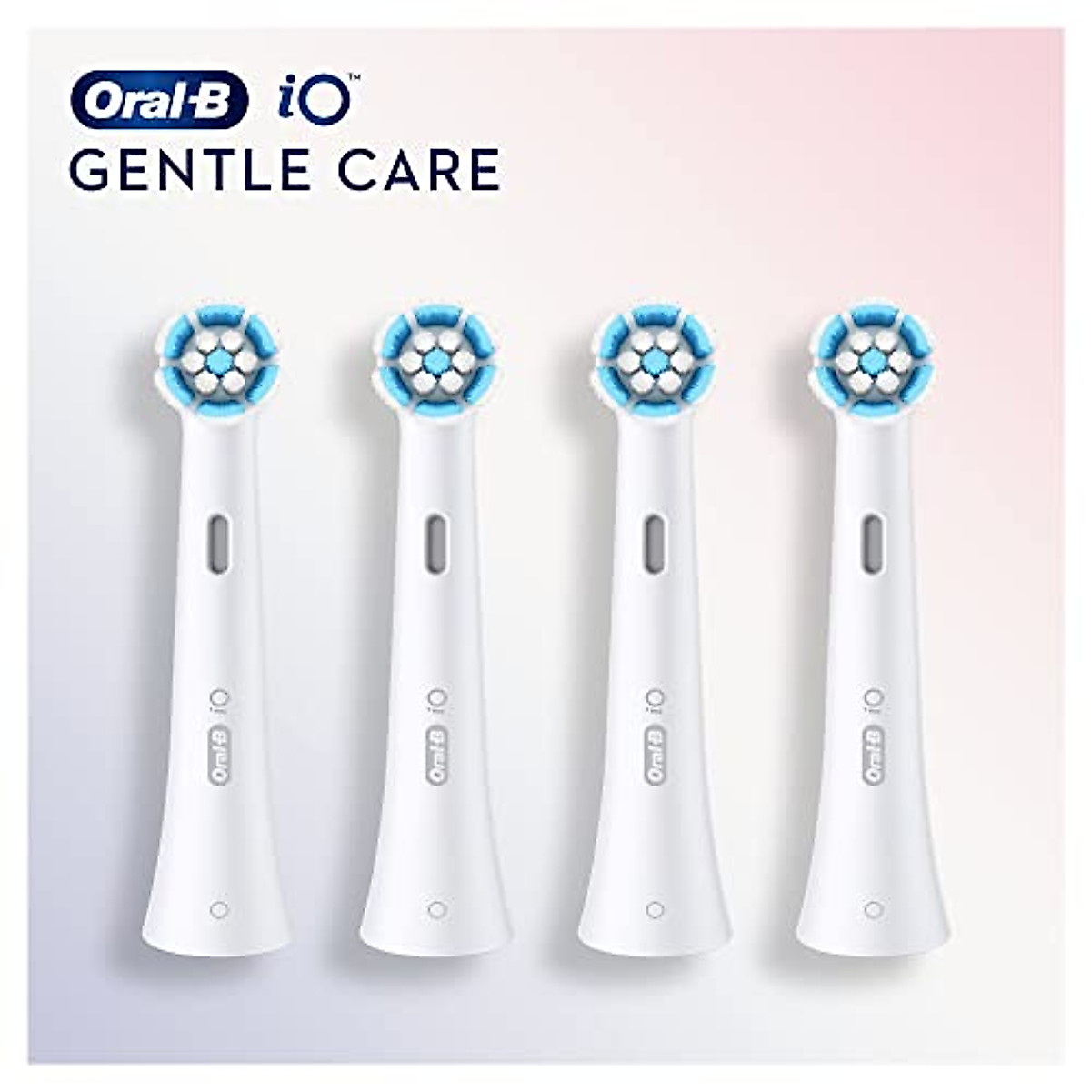 Oral-B iO Gentle Care Electric Toothbrush Head, Twisted & Angled Bristles for Deeper Plaque Removal, Pack of 4, Suitable for Mailbox, White