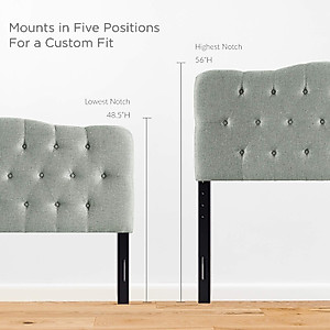 Modway Annabel Tufted Button Linen Fabric Upholstered Queen Headboard in Gray