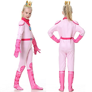 Ratoher Super Brothers Princess Costume for Kids, Peach and Daisy Princess Cosplay Costume for Toddler Girls