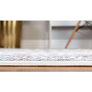 Unique Loom Narenj Collection Area Rug - Leeds (3' x 13' 1" Runner, Ivory/ Blue)
