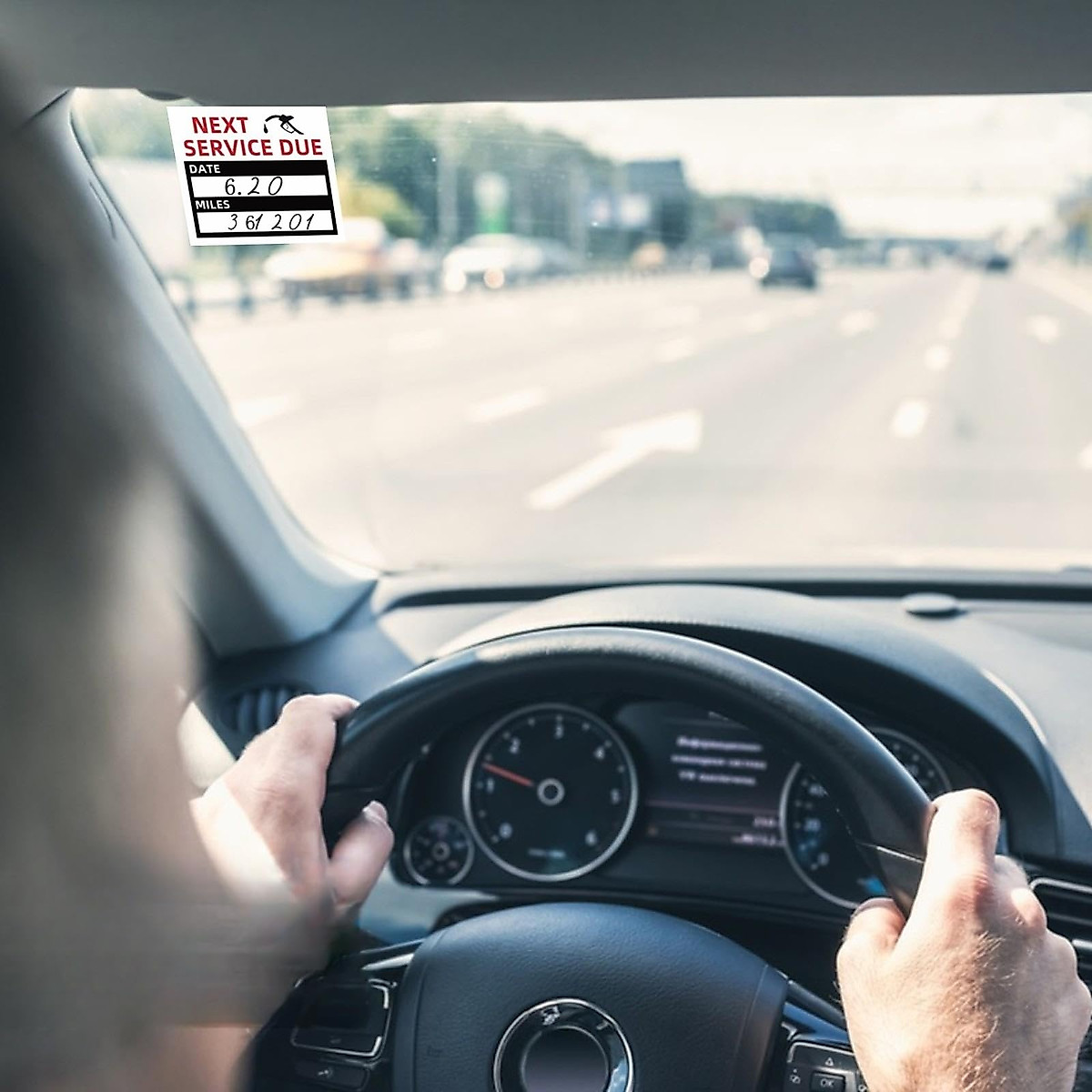 100 Pieces Oil Change Stickers，Service Reminder Labels, Auto Maintenance Service Due Reminder Stickers Labels，2 x 2 Inch, 1 Roll (Black)