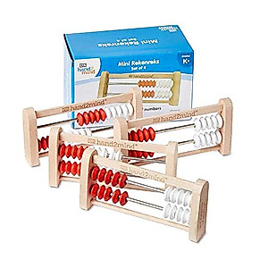 hand2mind Mini 20 Bead Wooden Rekenrek, Abacus for Kids Math, Math Manipulatives Kindergarten, Counting Rack for Kids, Counters for Kids Math, Educational Toys for Elementary Kids (Set of 4)