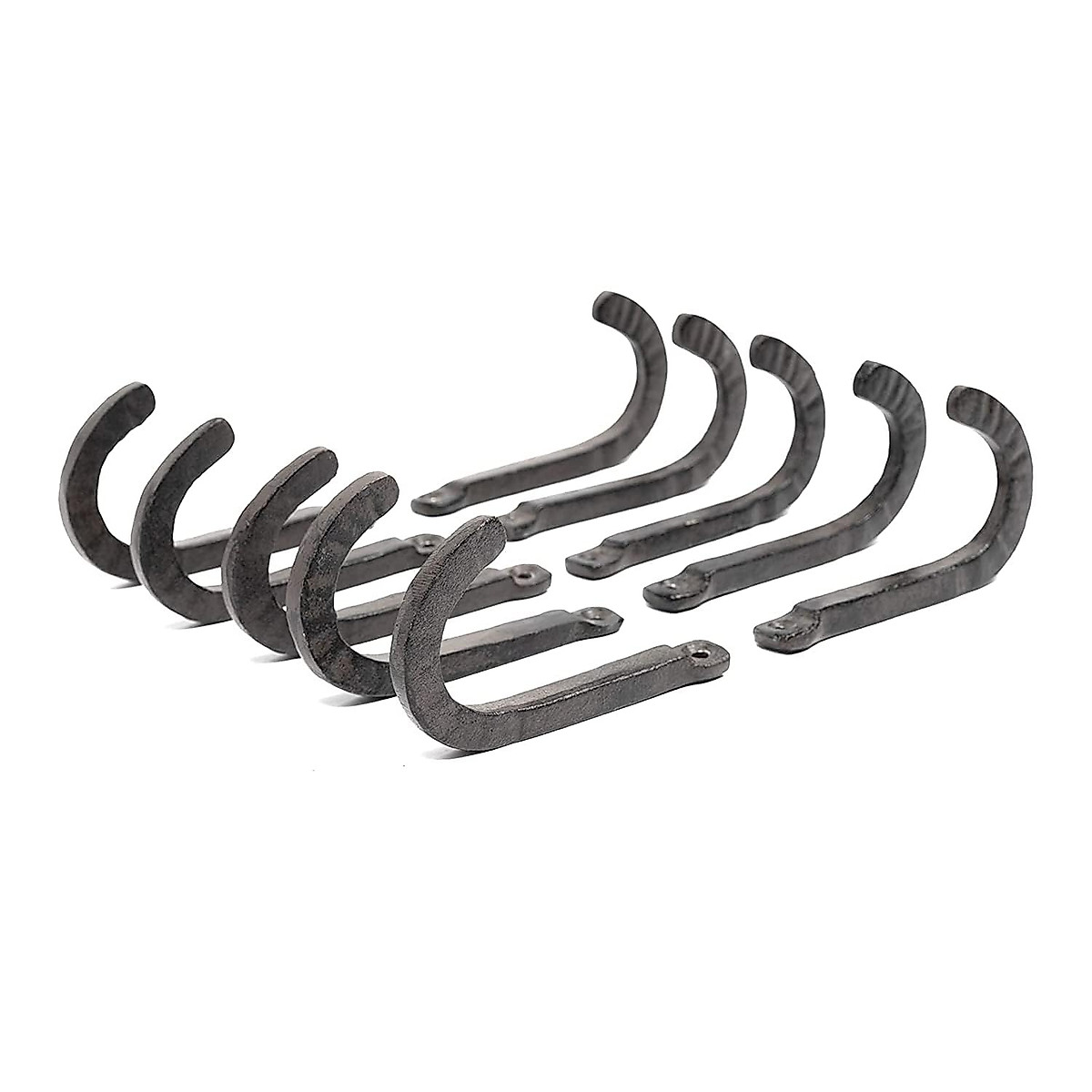 Rustic State Sabo Wall Mount Cast Iron Hooks Coat Towel Bag Hat Hanger Multiuse Entryway Railroad Spike Rack Black Set of 10