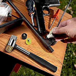 Marketty Gunsmithing Hammer with 4 Tips,Interchangeable Tool 25mm Dual Head Nylon Rubber Hammer