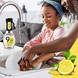 9 Elements Natural Dish Soap, Dishwashing Liquid with Lemon Essential Oils, Made with the Power of Vinegar, 1 Dish Spray Starter Kit & 3 Refills (64 oz Total)