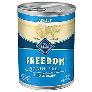 Blue Buffalo Freedom Grain Free Natural Adult Wet Dog Food, Chicken 12.5oz cans (Pack of 12)
