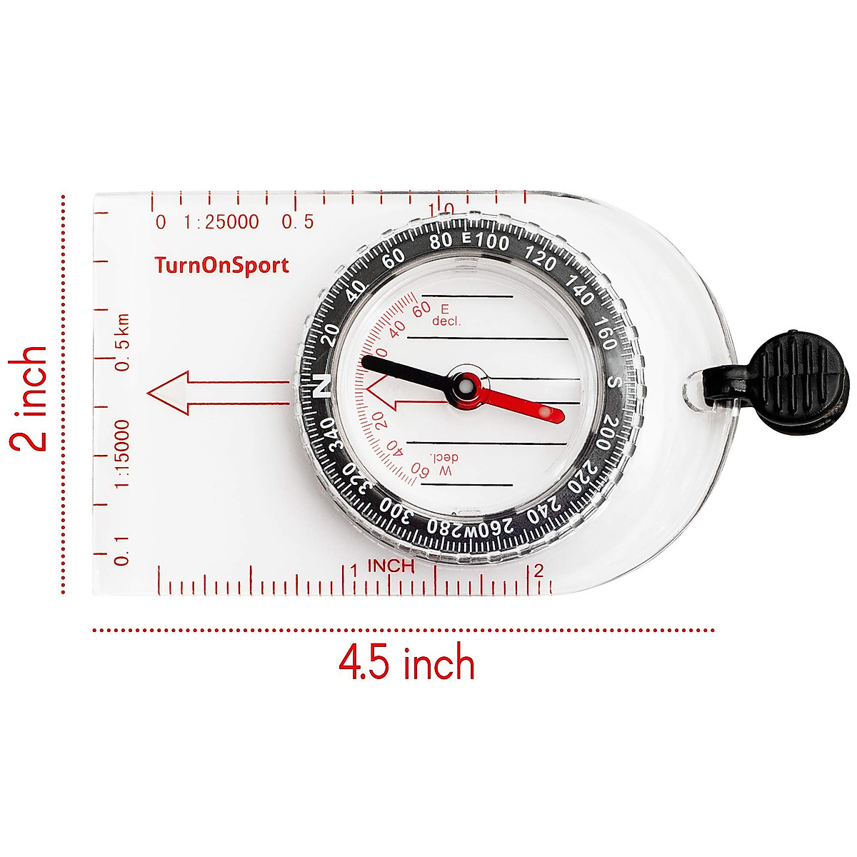 Boy Scout Hiking Compass TurnOnSport | Orienteering Compass for Kids Map Navigation - Small Survival Compass - Waterproof & Lightweight Small Survival Compass - Mini Camping Compass - Kids Camping Kit