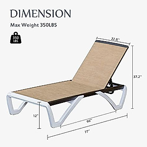 Domi Patio Chaise Lounge - Adjustable Aluminum Outdoor Lounge,Plastic Textilene Pool Lounge Chair for Outside Beach Lawn Poolside