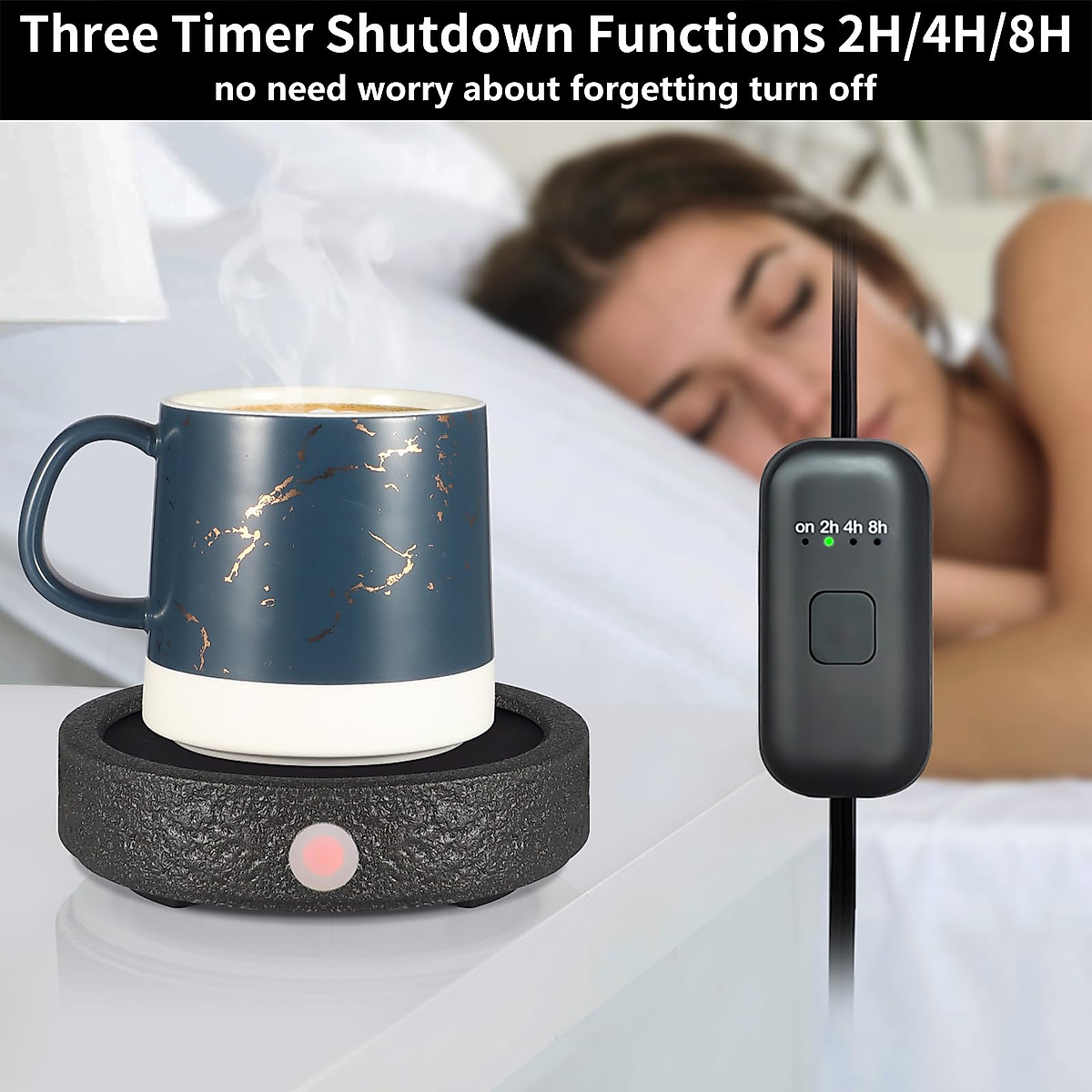 Coffee Mug Warmer for Desk, Electric Candle Warmer with Auto Shut Off, 2-4-8 Hour Timed Smart Cup Warmer for Heating Coffee, Beverage, Milk, Tea and Hot Chocolate(No Cup-Black)