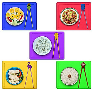 Training chopsticks for kids adults and beginners - 5 Pairs chopstick set with attachable learning chopstick helper - right or left handed