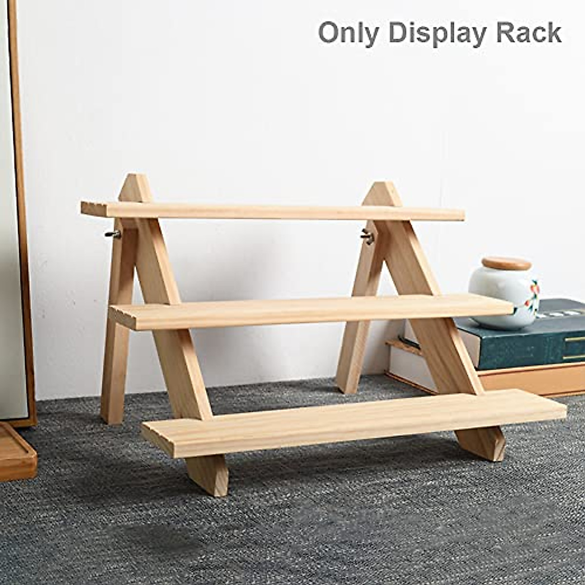 EKDJKK 3 Tier Wooden Cupcake Stand, Earring Display Stands for Selling, Desktop Ladder Plant Stand, Rustic Retail Display Riser Jewelry Holder Stand for Cupcakes, Desserts, Brooch, Bracelet, Tabletop