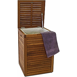 AquaTeak The Original Nila Large Size Teak Laundry or Storage Hamper