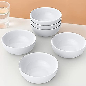 MEKY Cereal Bowls, Glassware 18oz White Salad Bowls Sets 5.5 Inch 6 Piece, Restaurant, Family Party and Kitchen Use, Round