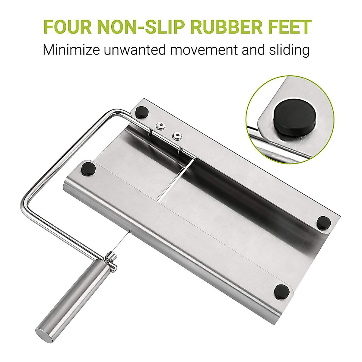 Cheese Slicer Wire,Stainless Steel Cheese Cutter with Accurate Size Scale,Wire Cheese Slicer for Cheese Butter Equipped with 5 Replaceable Cheese Slicer Wires