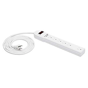Amazon Basics 6-Outlet Surge Protector Power Strip, 6-Foot Long Cord, 790 Joule - White