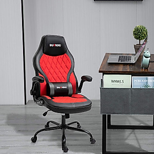 shuanghu Gaming Chair Ergonomic Recliner Office Computer Chair High Back Gaming Chair with Adjustable Headrest and Swivel Armrests and Lumbar Support for Men Women Adults Gamer (Red)