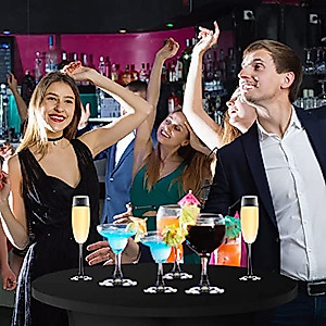 Juexica Cocktail Table Cover Round Cocktail Tablecloth with Skirt 32x43 Inch Spandex Tablecloth Fitted Table Covers Table Cloth for High Top Wedding Birthday Banquet Party (Black, 2 Pieces)