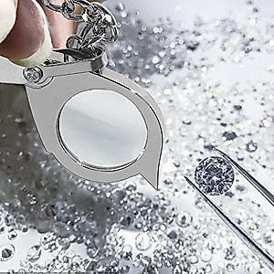 15X Mini Keychain Pocket Magnifier, Jewelers Magnifying Glass, Portable Foldable Magnifying Glass for Close Work, Gardening, Kids, Stamp, Rock Collectings