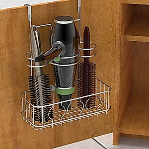 SimpleHouseware Cabinet Door/Wall Mount Hair Dryer & Styling Tools Organizer Storage, Chrome