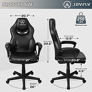 JOYFLY Gaming Chair, Gamer Chair for Teens Adults, Computer Gaming Chair Video Game Chairs Ergonomic PC Office Chair with Lumbar Support(Black Leather)