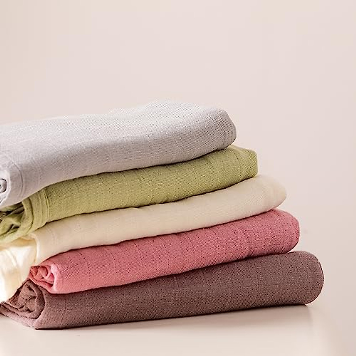 HBselect Muslin Swaddle Blankets, Baby Swaddle Wrap for Baby Boys and Girls, 5-Pack Breathable and Skin-Friendly Baby Receiving Blankets, Baby Essentials, Registry & Gift, 47 x 47 inches