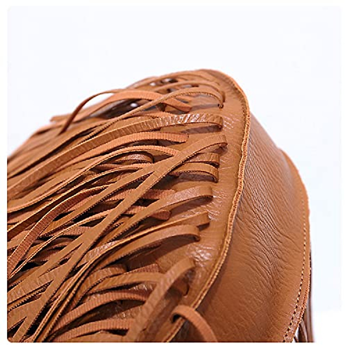 NIGEDU Women Tassel Shoulder Bag PU Leather Bohemian Fringed Crossbody Handbag Vintage Messenger Bags (Black)