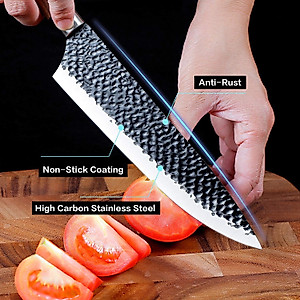 Kitchen Cutting Knives Set for Home, Sharp knives Set for the Kitchen Non-Stick Blades and Ergonomic Design Handles, Chef Knife Set with Gift Box Including Peeler and Shears