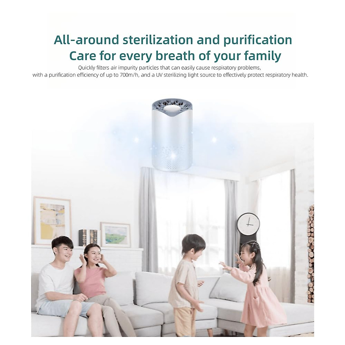 Mini Air Purifier,Small Size and Suitable for Placing On Your Desk or Bedside Table to Protect You. Noise ≤36dB, Sleep better-White