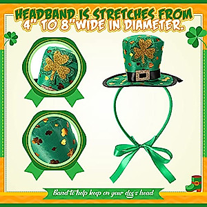 3 Pcs St Patrick&#039;s Day Dog Costume, St. Patty&#039;s Day Doggie Headband Green Round PET Sunglasses and Green Shamrock Bow Tie Kit for Medium Large Dogs