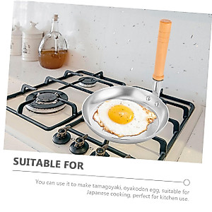 SEWOART Japanese Parent- Bowl Special Pot Creative Vertical Handle Frying Pan Japanese Cuisine Pan Egg Pan Egg Chicken 17cm Deluxe Version (uncoated) with Glass Lid for Gas Wooden Gas