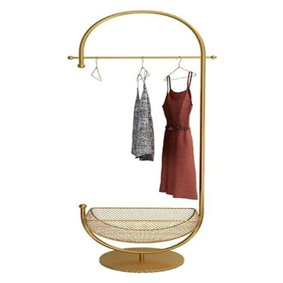 Clothes Rail Garment Rack Gold Clothing Racks With Marble Base Modern Gold Coat Racks With Storage Basket Vertical Hanging Clothes Rack For Bedroom Heavy Duty Garment Racks In Hallway, Entryway ( Colo
