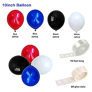 Blue Red Black White Balloon Garland Arch Kit, for Boy Birthday Baby Shower Graduation Party Decorations