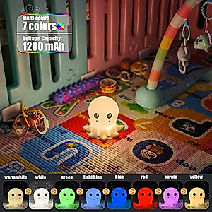 CometMars Toddler Night Lights, Silicone Octopus Light for Breastfeeding, Nursery Squishy Lamp, Cute Animal Bedside Lamp for Baby Kids Teens, Soft Nightlight with Touch Sensor for Bedroom