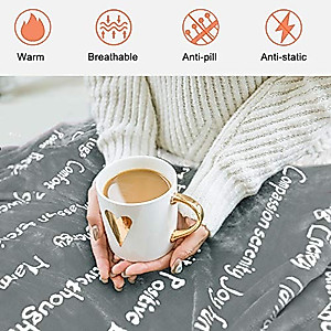 CIMA Healing Positive Blanket, Gift for People Need Hug Strength Company, Thoughts Positive Energy Love & Hope & Fluffy Comfort (50 x 60 Inch Grey)