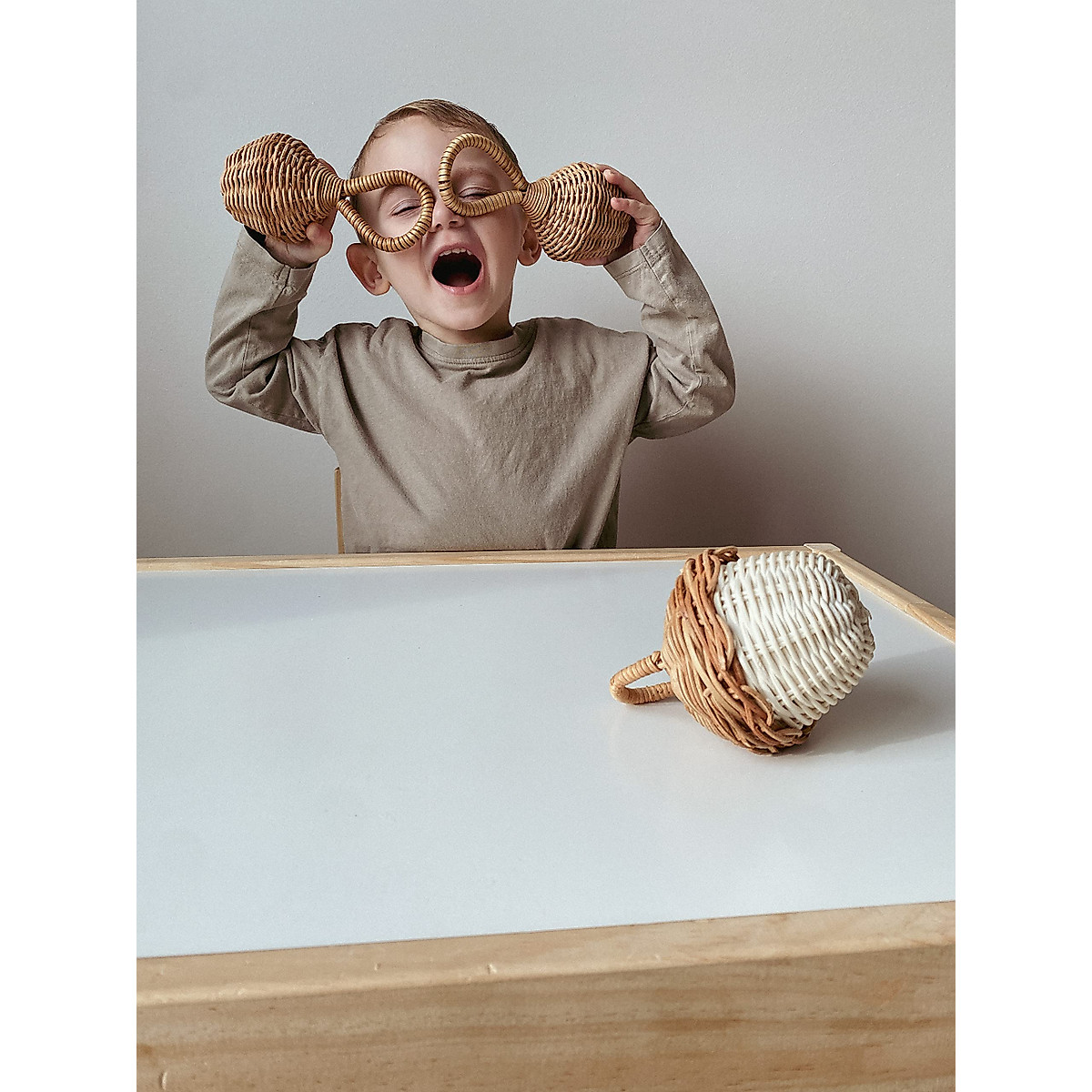 Neka Rattan Rattle | Montessori Handmade Ages 3 Months and Up, Baby Bear Brown, Shaker Rattle (Classic)