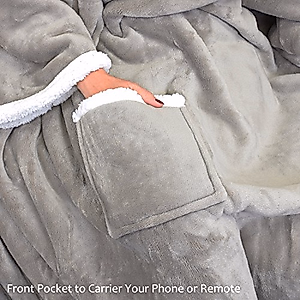 Catalonia Sherpa Wearable Blanket with Sleeves Arms, Super Soft Warm Comfy Large Fleece Plush Sleeved TV Throws Wrap Robe Blanket for Adult Women and Men, Gift for Her