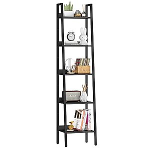 Yoobure Ladder Shelf, 5 Tier Tall Ladder Bookshelf Corner Shelf, Industrial Book Shelf Ladder Bookcase Narrow, Standing Storage Shelves Display Shelf for Bedroom Living Room Office Kitchen Bathroom