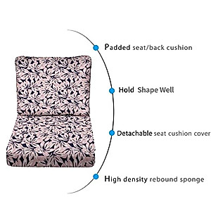 2-Piece Outdoor Deep Seat Cushion Set Pink Navy Floral botanical seamless suitable for fashion prints Back Seat Lounge Chair Conversation Cushion for Patio Furniture Replacement Seating Cushion