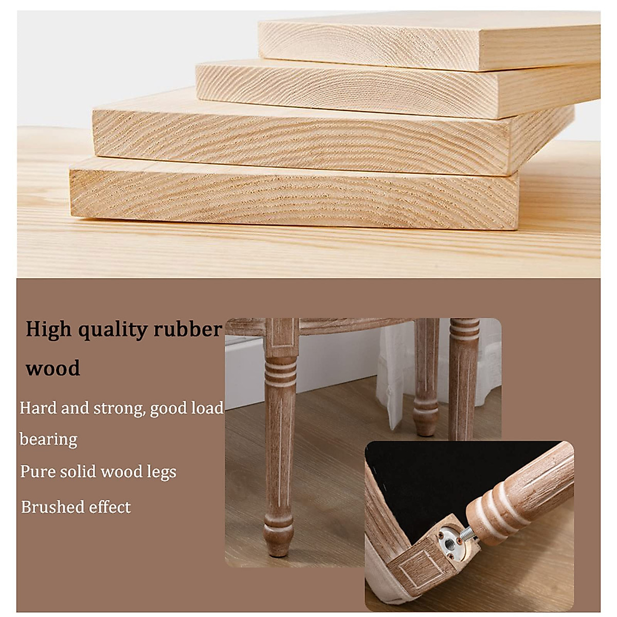 ADKINC Half Moon French Vintage Bench with Padded Seat & Rubberwood Legs, 27" Upholstered Entryway Bench & Dining Bench, Tufted Fabric End of Bed Bench for Bedroom Living Room Hallway More